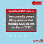Important Update: CRA Form T777 (Employment Expenses)